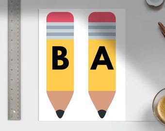 Back to School Banner Printable Pencil and Notebook Bulletin Board Sign ...