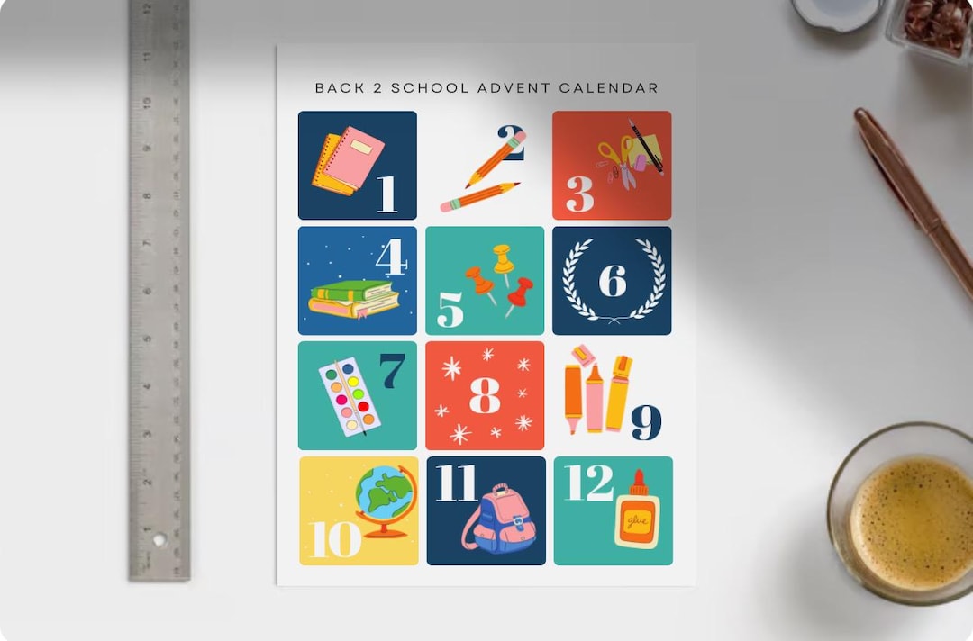 Printable Back to School Advent Calendar Cards Fun Countdown in School ...
