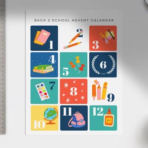 Printable Back to School Advent Calendar Cards | Fun Countdown in ...
