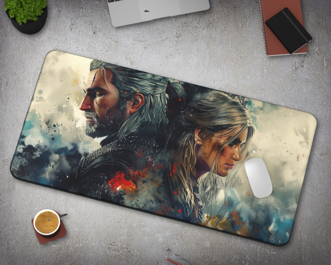 Geralt & Ciri Witcher Desk Mat: Large Gaming Mousepad - Etsy