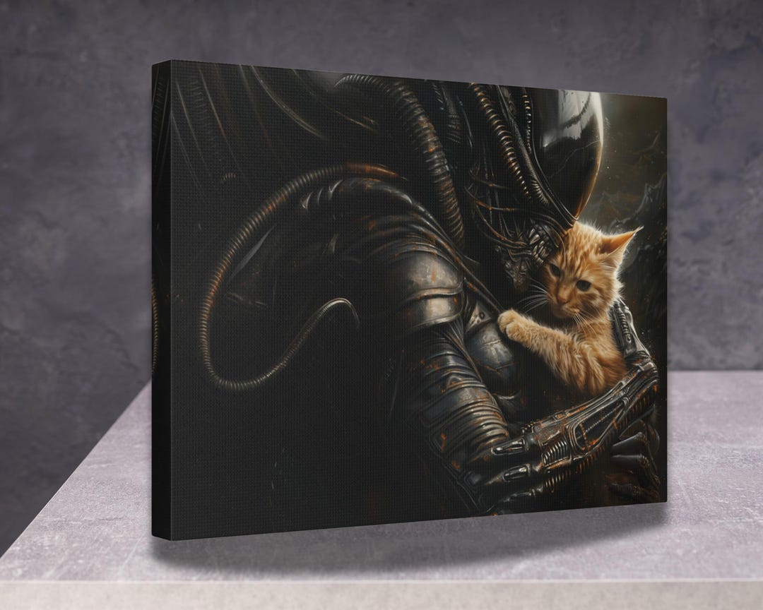 Xenomorph Alien X Jonesy Cat Canvas Print - Cute Horror Wall Art ...