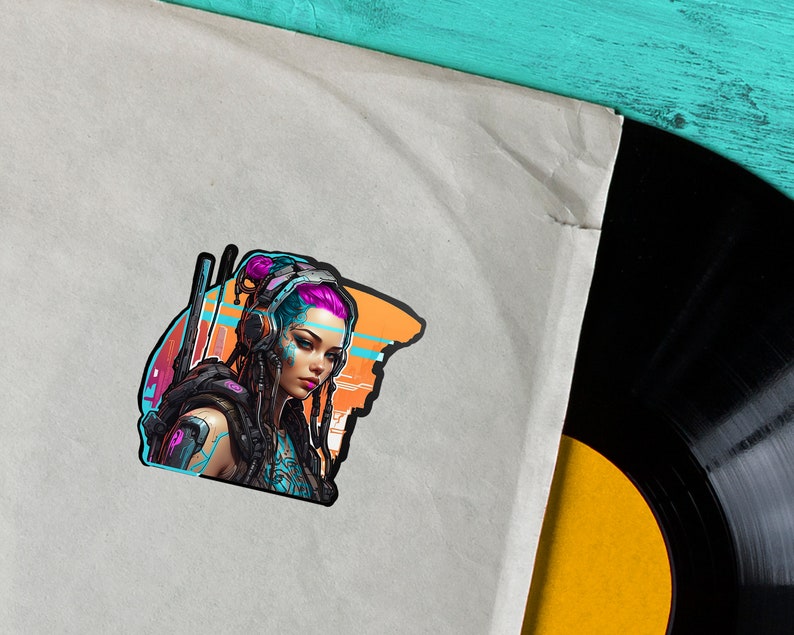 Cyberpunk Sticker Cool Cyber Girl Art for Laptops & Gadgets, Ideal for ...