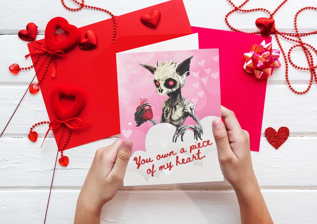 Monster Valentines Day Card - Funny Cryptid Card, Cute Skinwalker Set ...