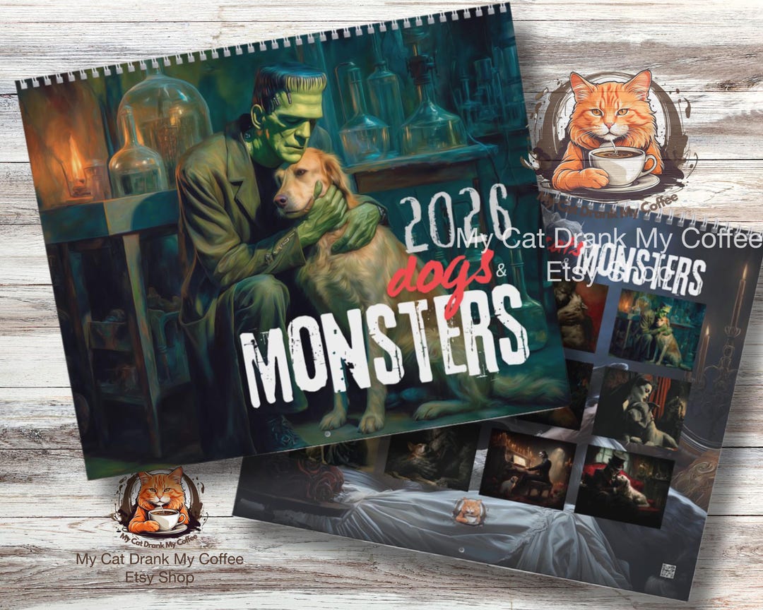 Classic Monsters 2026 Calendar: Gothic Horror & Dogs Calendar Featuring ...