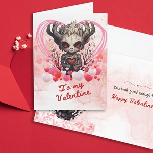 Cryptid Valentine Card Cute Mothman Valentine's Day Romantic Monsters ...