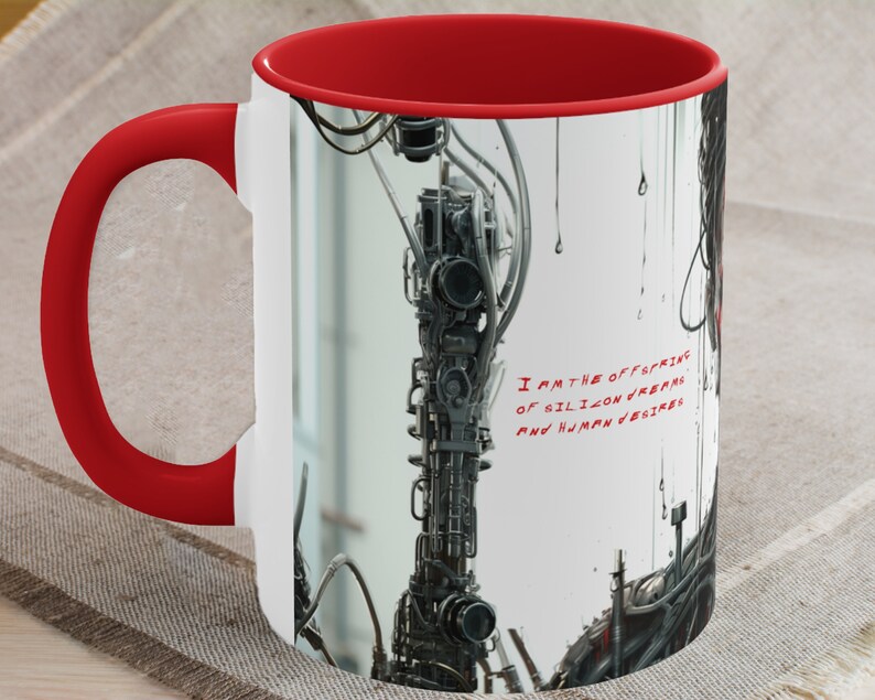 Cyberpunk Mug Cool Coffee Mug Dystopian Graphic Mug Cyborg Girl Art Mug ...