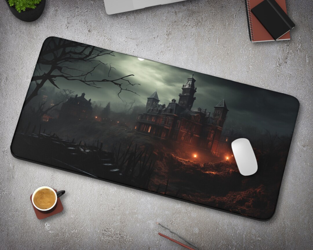 Haunted Asylum Desk Mat: Spooky Arkham Gaming Pad - Etsy