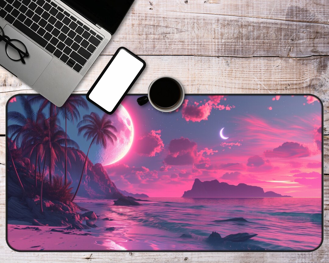 Vaporwave Mouse Pad - Retrowave Desk Mat, Large Gaming Mat for Cool ...