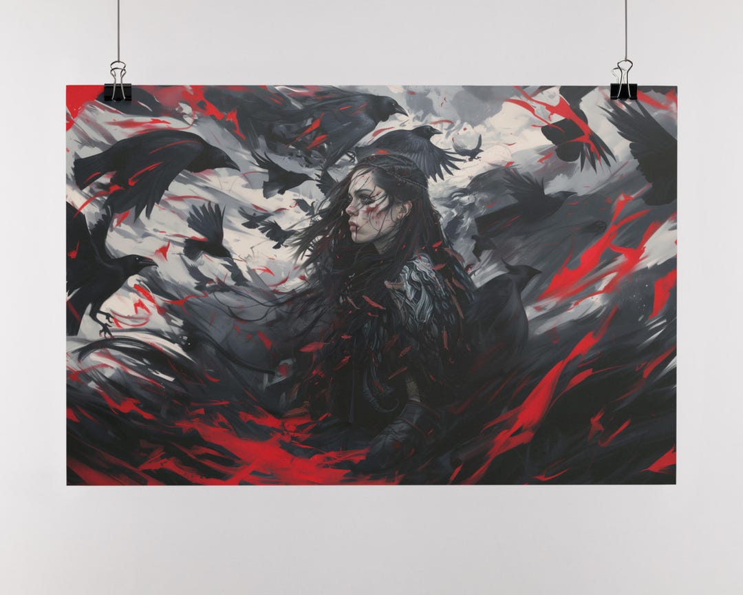 The Morrigan Art Print, Celtic Goddess Artwork Battle Scene, Morrigan ...