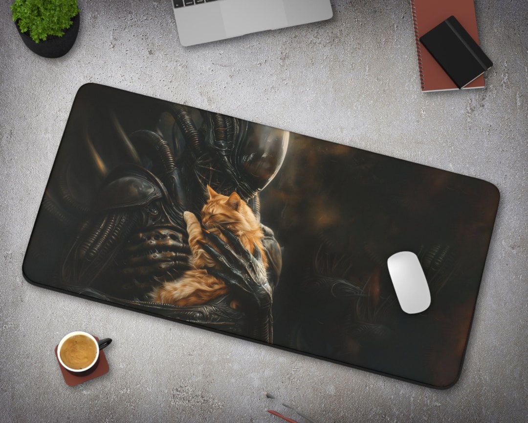 Xenomorph Alien X Jonesy Cat Desk Mat - Cute Horror Gaming Mat, Perfect ...