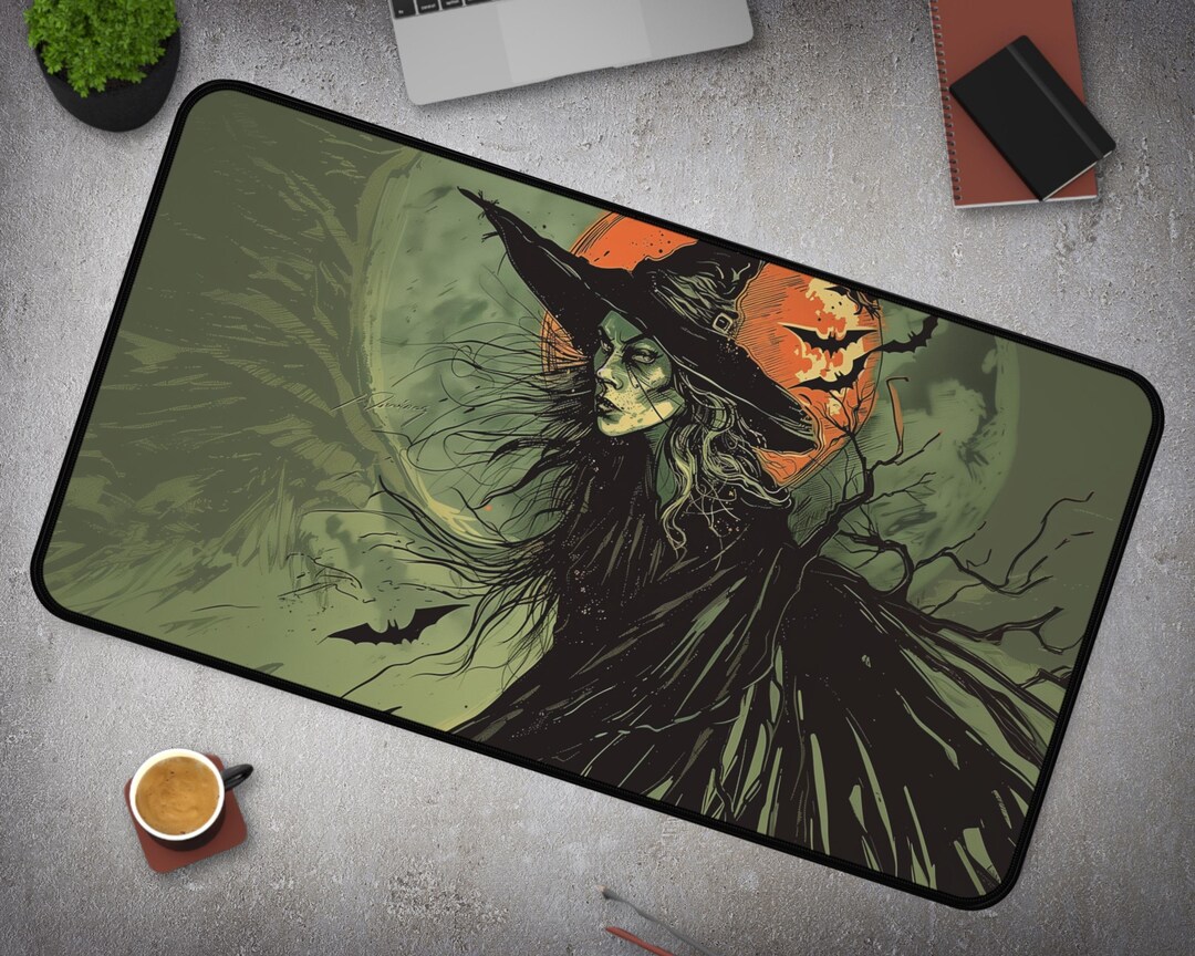 Vintage Halloween Witch Desk Mat - Retro Stylish Gaming Mat for Wicked ...