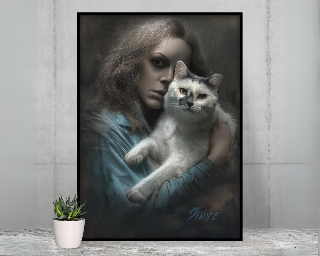 Laurie Strode Cat Art Poster: Halloween Horror Decor - Etsy