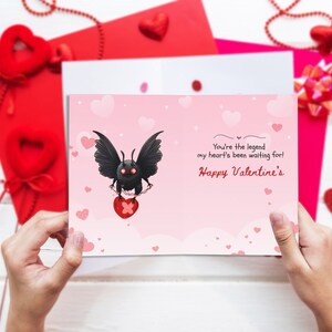 Cryptid Valentine Card Cute Mothman Valentine's Day Romantic Monsters ...