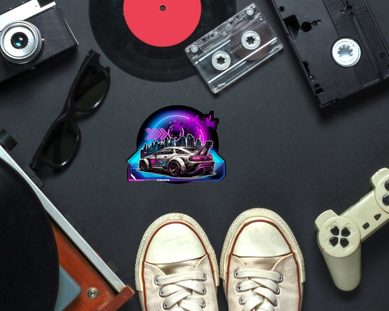 Cyberpunk Car Sticker Neon Vaporwave Aesthetic, Futuristic Vinyl Decal ...