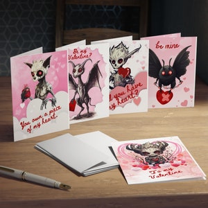 Cryptid Valentine Card Cute Mothman Valentine's Day Romantic Monsters ...