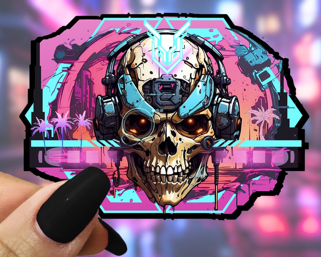 Cyberpunk Skull Sticker Die Cut Vinyl Sticker 4 Sizes Available ...