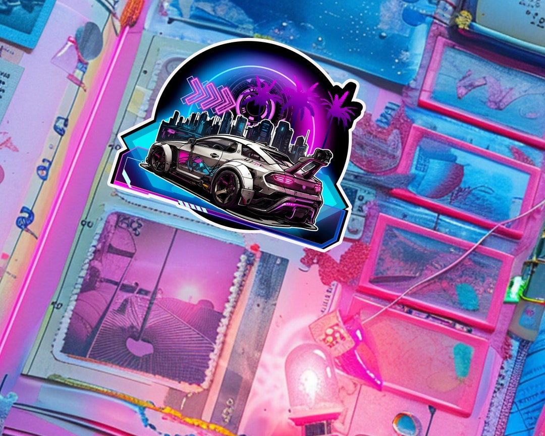 Cyberpunk Car Sticker - Neon Vaporwave Aesthetic, Futuristic Vinyl ...