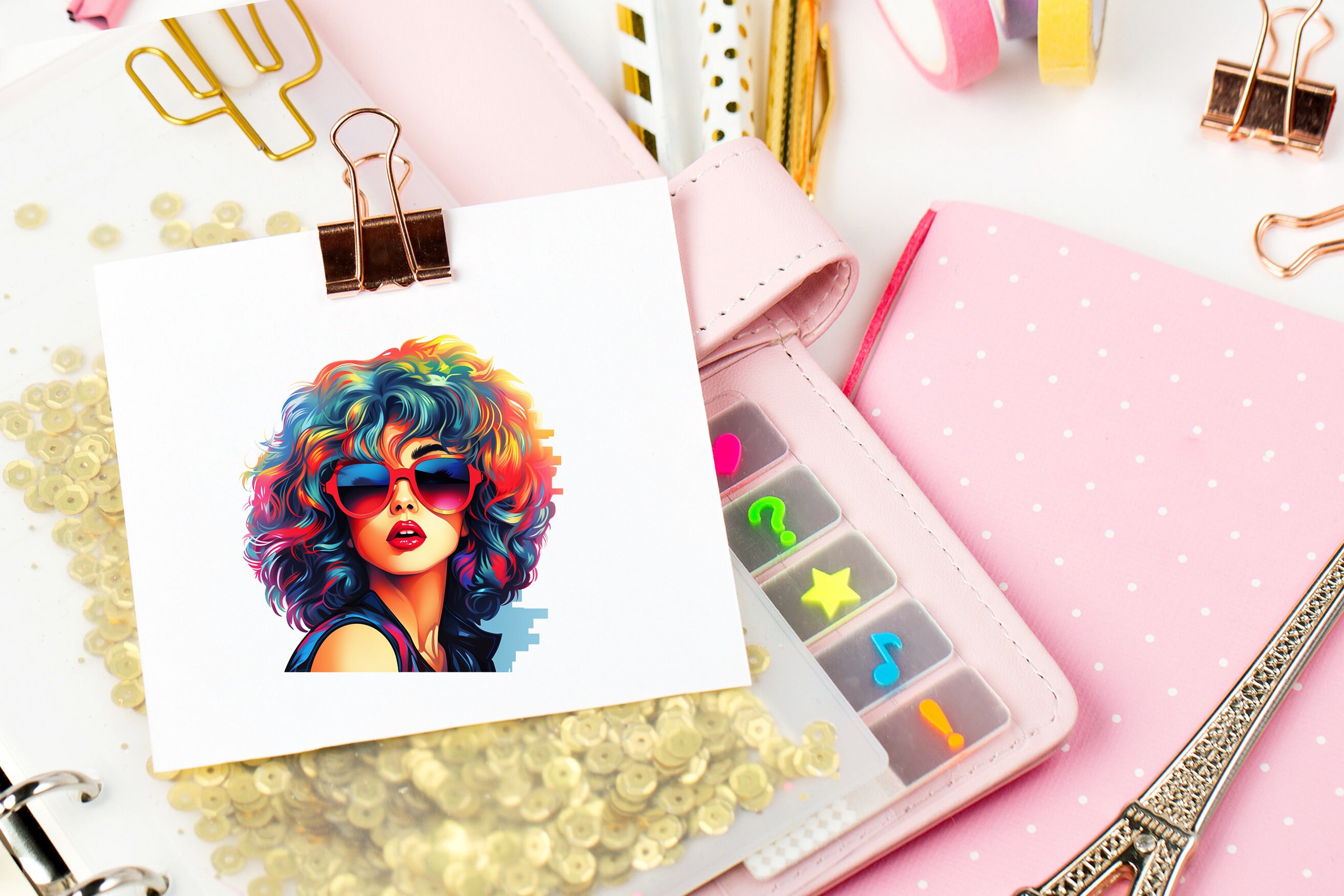 80s Aesthetic Sticker Colorful Fashion & Hair Theme Perfect for ...