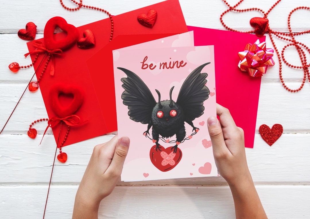 Valentine Card Funny Cryptid Mothman Valentine's Day Card Romantic Card ...