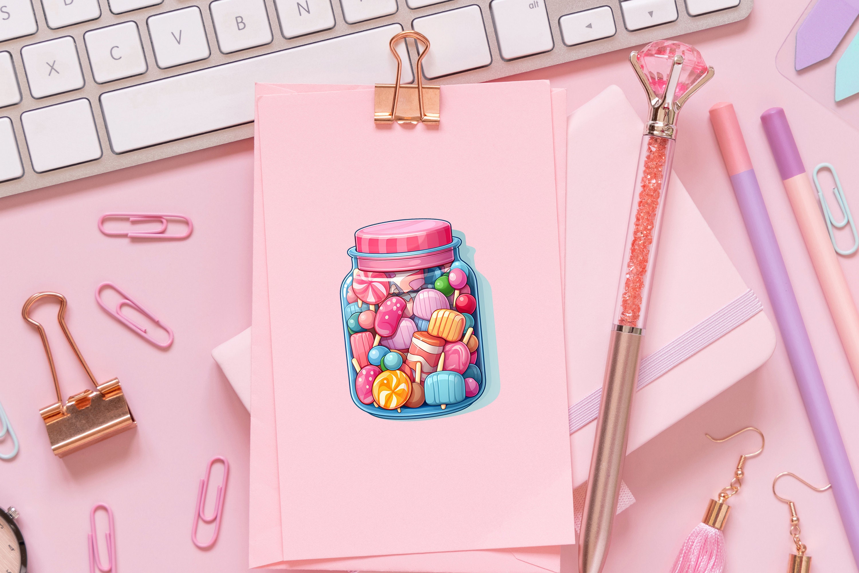 Colorful Candy Jar Sticker Kawaii Candy Sticker Pastel Cute Candy ...