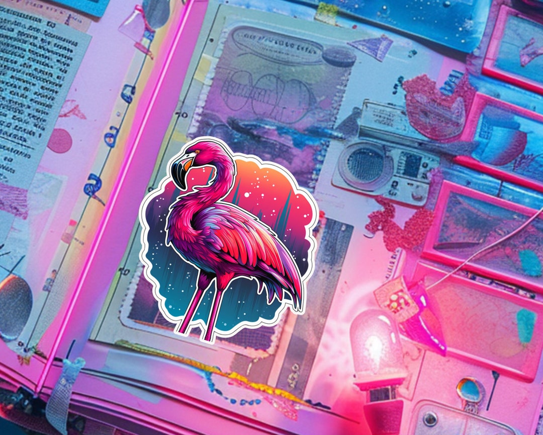 Pink Flamingo Sticker: 80s Retro Vaporwave Vinyl Decal - Etsy