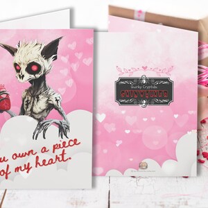 Cryptid Valentine Card Cute Mothman Valentine's Day Romantic Monsters ...