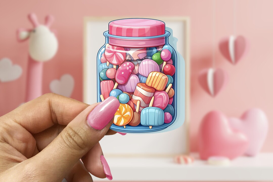 Colorful Candy Jar Sticker Kawaii Candy Sticker Pastel Cute Candy ...