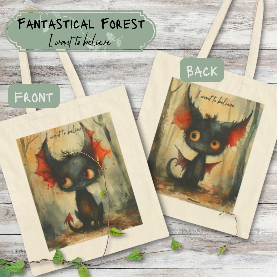 Jersey Devil Canvas Tote Bag - Creepy Cute Cryptid Printed Tote for ...