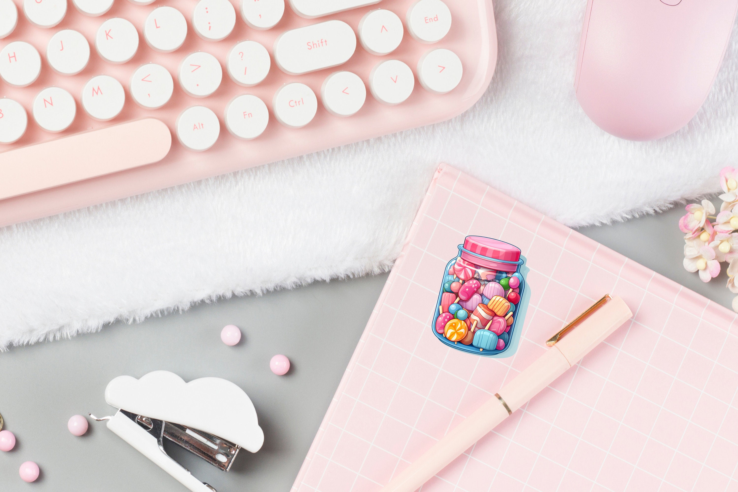 Colorful Candy Jar Sticker Kawaii Candy Sticker Pastel Cute Candy ...
