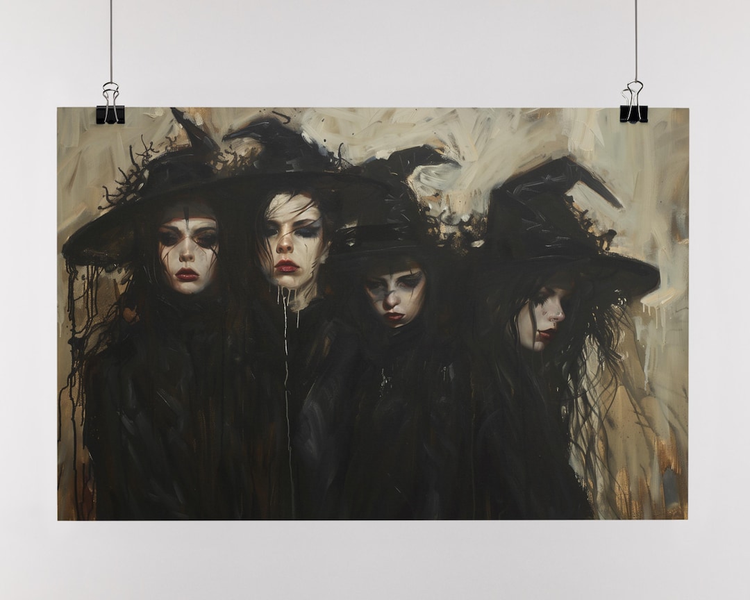 Witch Coven Art Print - Witchcraft Painting, Moody Wall Art Featuring a ...