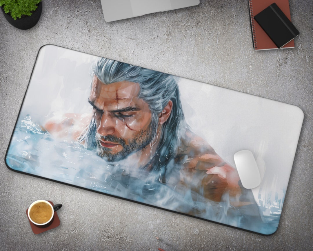 Witcher Geralt Desk Mat: Bathtub Art Gaming Mousepad - Etsy