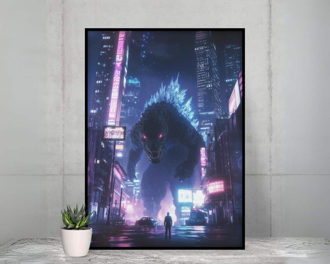 Godzilla Art Print: Cyberpunk Kaiju, King of Monsters Poster - Etsy