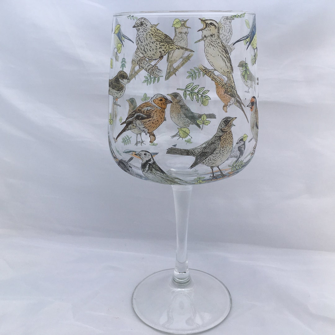 Singing Bird Designs on Tall Fine Rim Gin Glass - Etsy