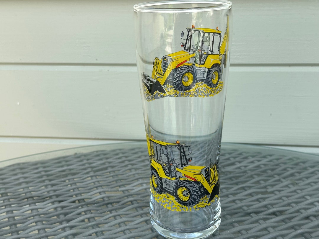 JCB Backhoe Loader Designs Printed on Tall Toughned Beer Glass ...