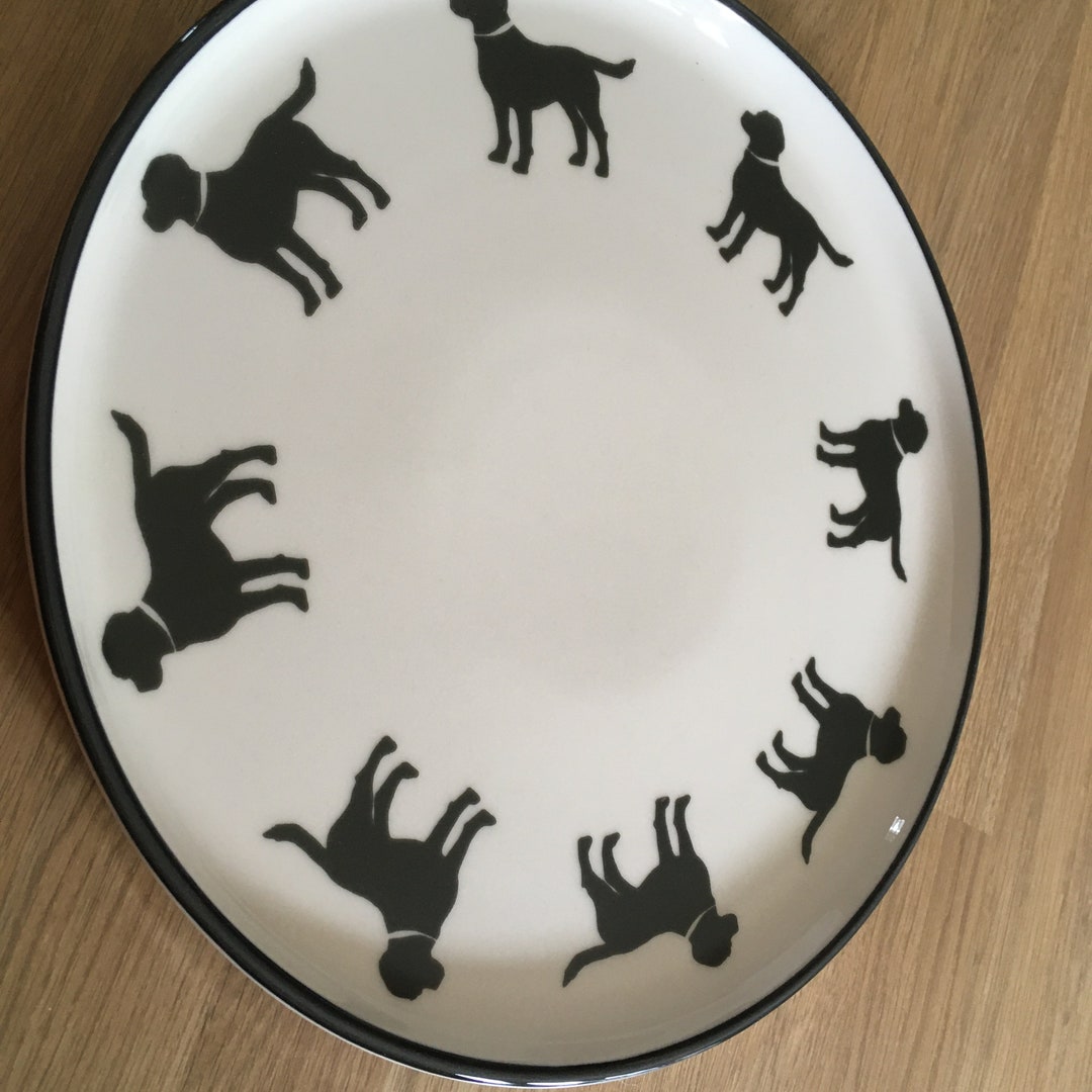 Black Labrador Designs With Black Hand Painted Band 12"/30cm Walled ...