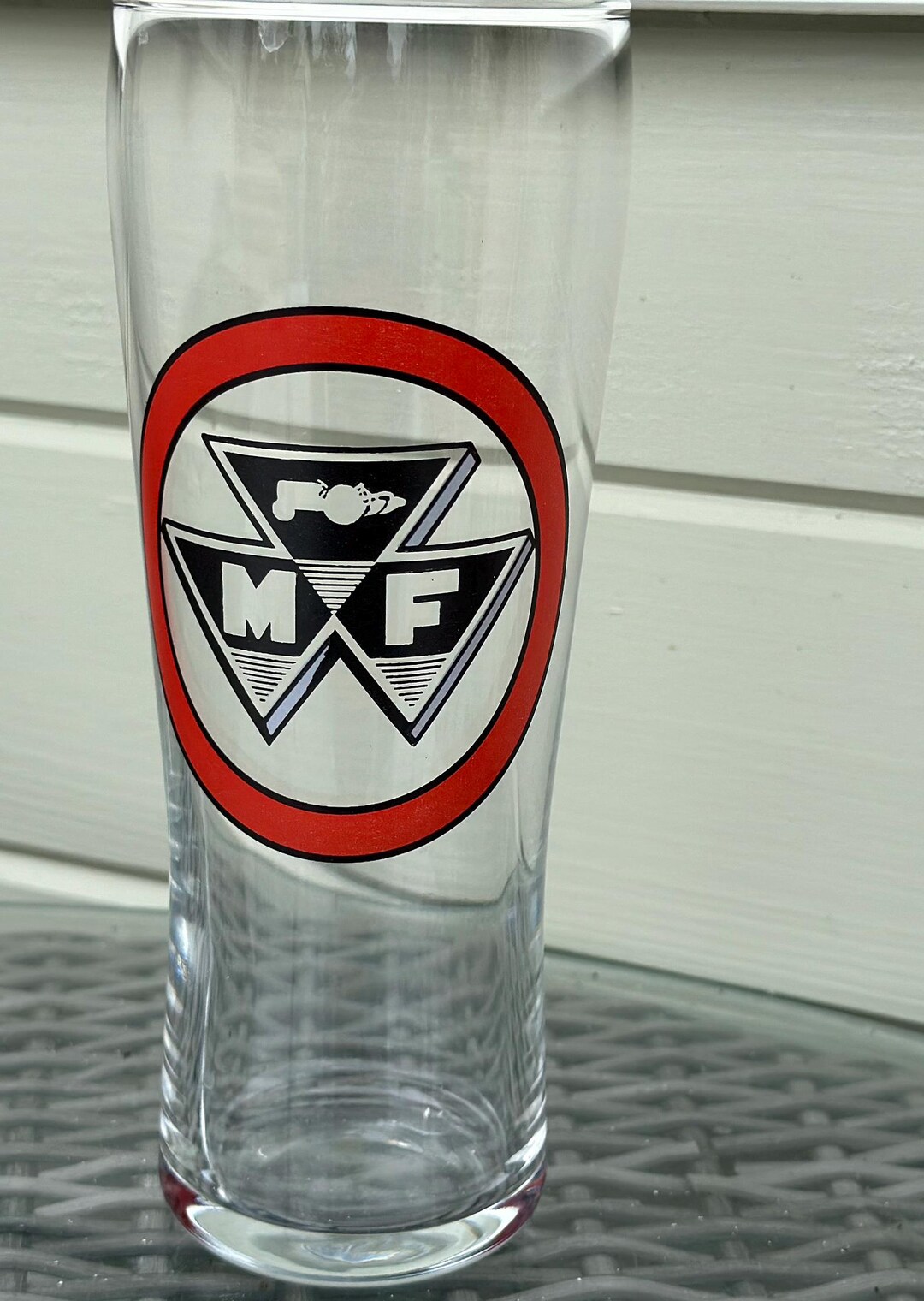 Massey Ferguson Tractor Badge on Tall Toughned Beer Glass - Etsy