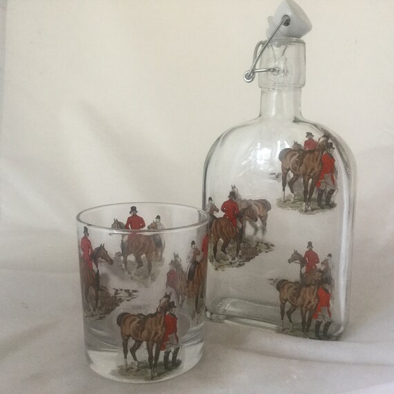 Herring Hunting Design Slogin Bottle & Glass | Etsy