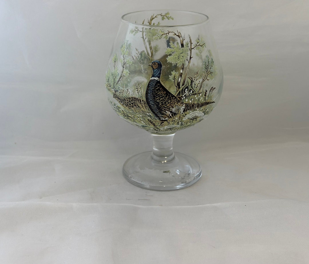 Pheasant Bird Design on Brandy Glass - Etsy