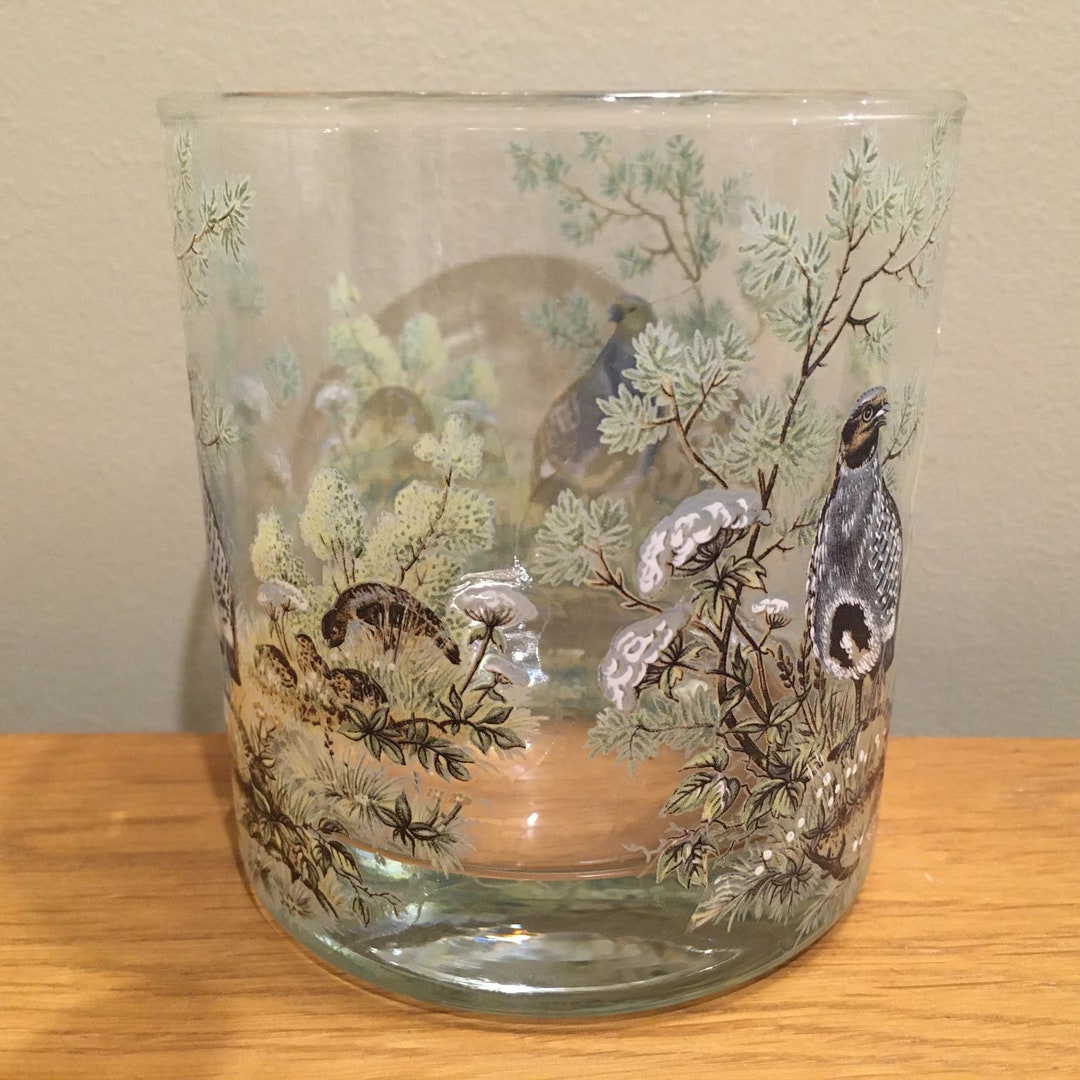 Partridge Designs on Large Heavey Base Tumbler Glass - Etsy