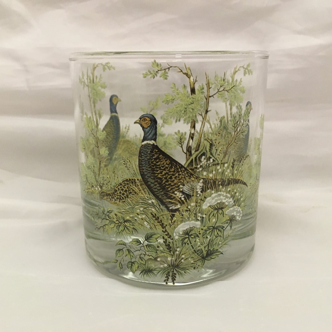 Pheasant Designs on Large Heavey Base Tumbler Glass - Etsy