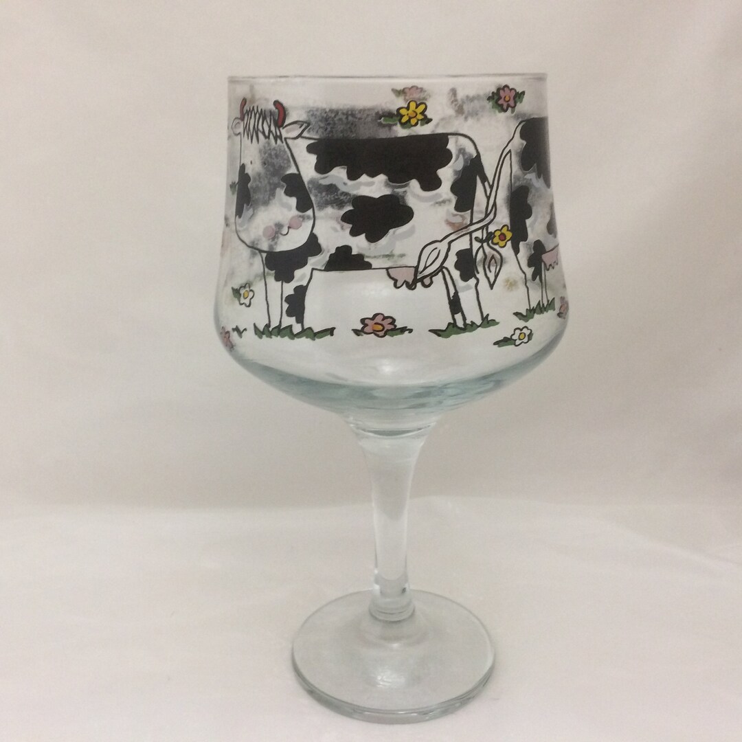 Funky Cow Design Printed on Large Tapered Gin Cocktail Glass - Etsy