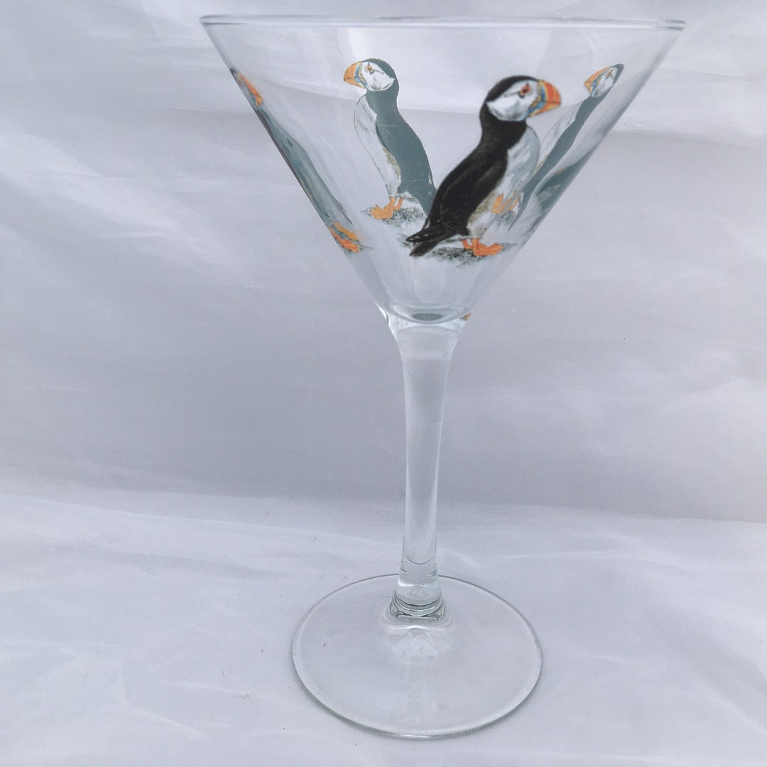 Puffin Bird Designs on Tall Fine Rim Cocktail Gass - Etsy
