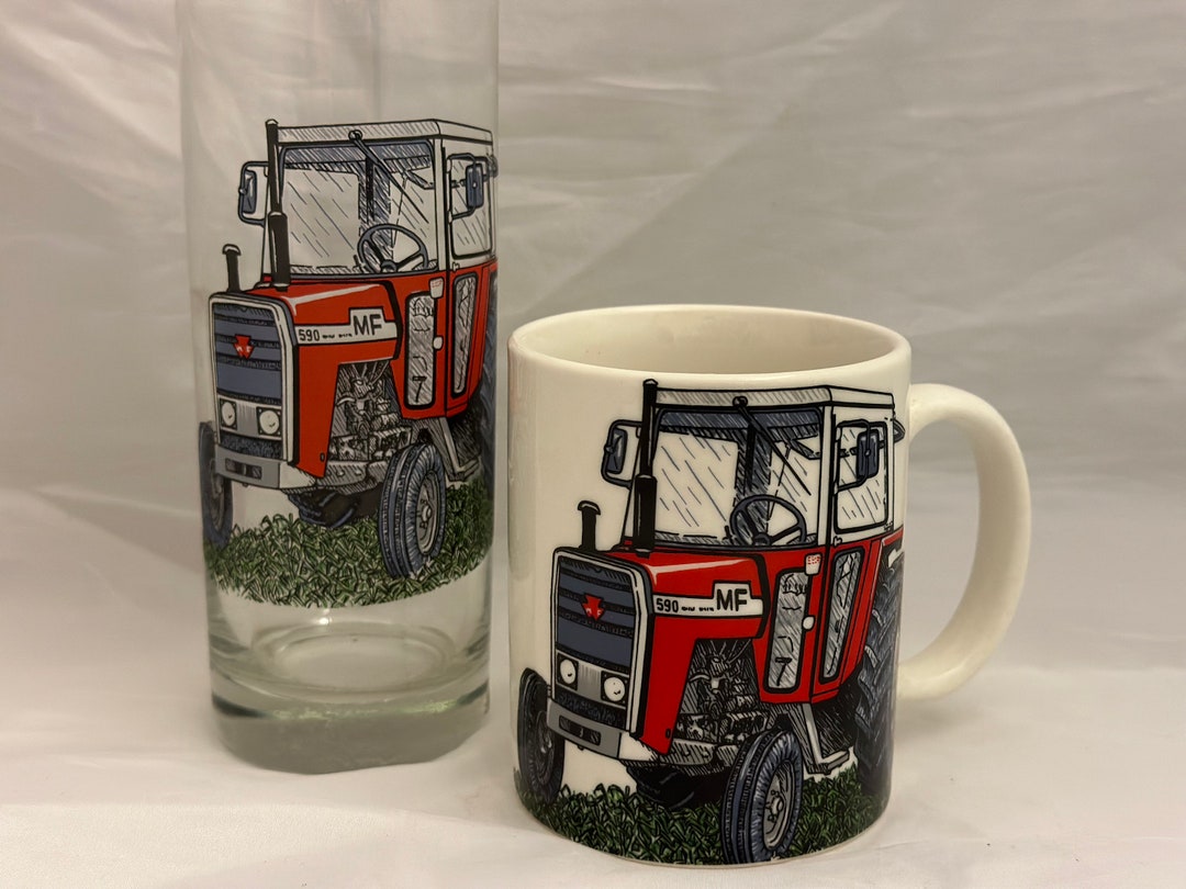 Massey Ferguson 590 Tractor Design on Mug and Matching Tall Highball ...