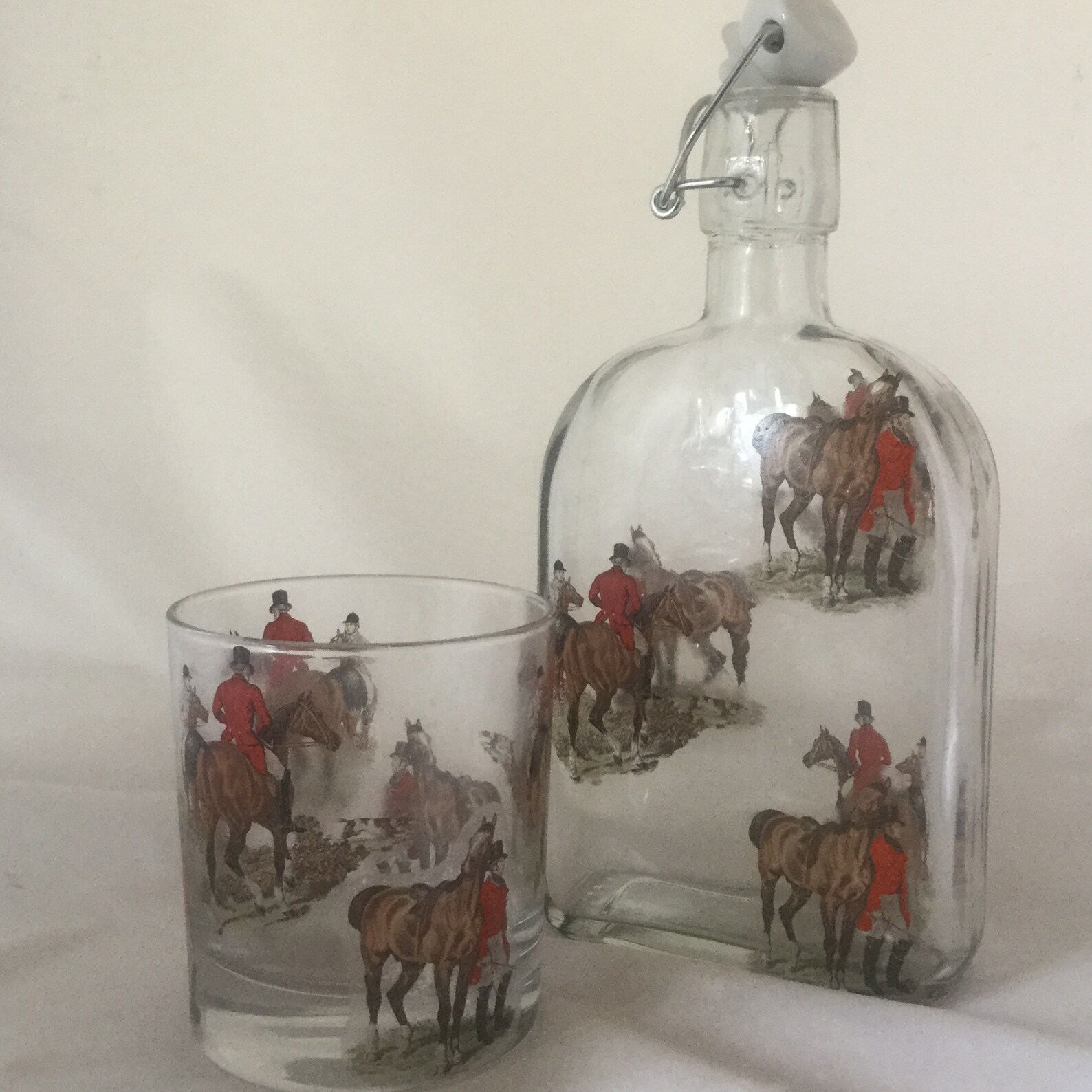 Herring Hunting Design Slogin Bottle & Glass | Etsy