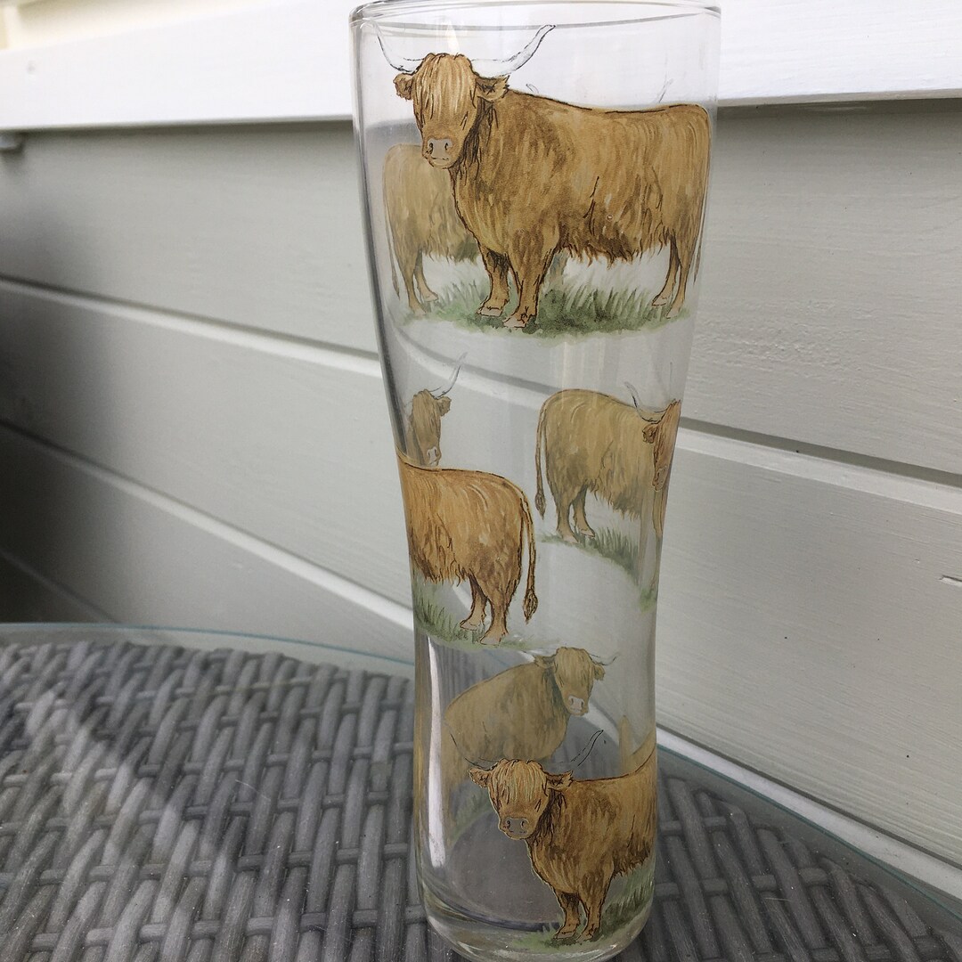 Highland Cow Designs on Tall Toughned 1pt Glass - Etsy