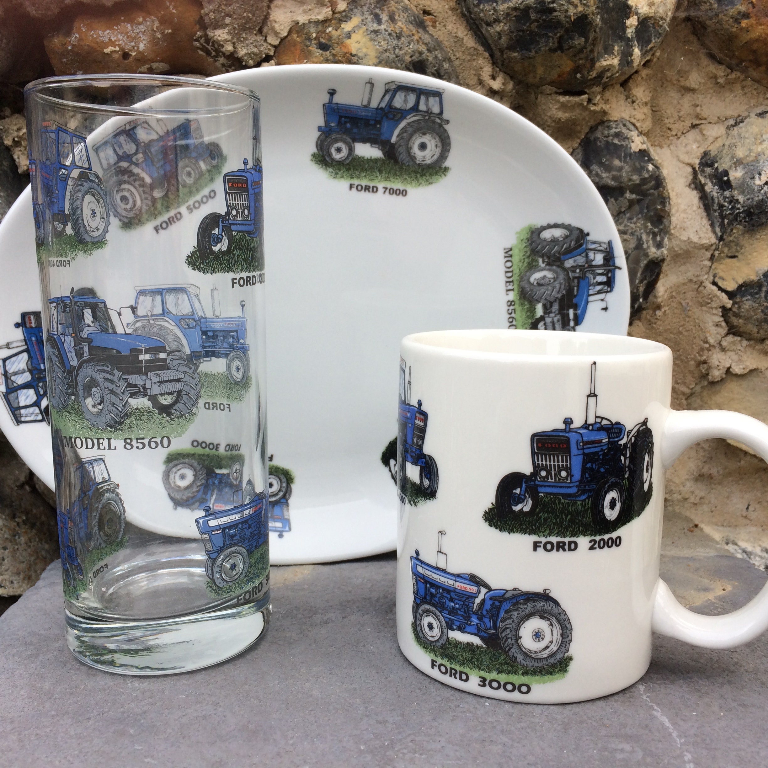 Ford Tractor Design on Ceramic and Glassware 3 Piece Snack Set - Etsy