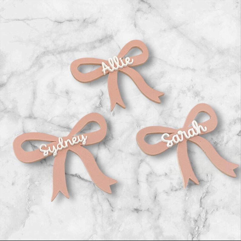 Personalized Acrylic Bow Name Plate Placement Cards, Name Place ...