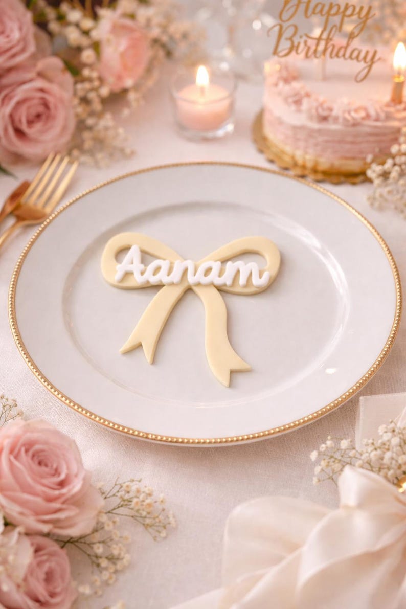 Personalized Acrylic Bow Name Plate Placement Cards, Name Place ...