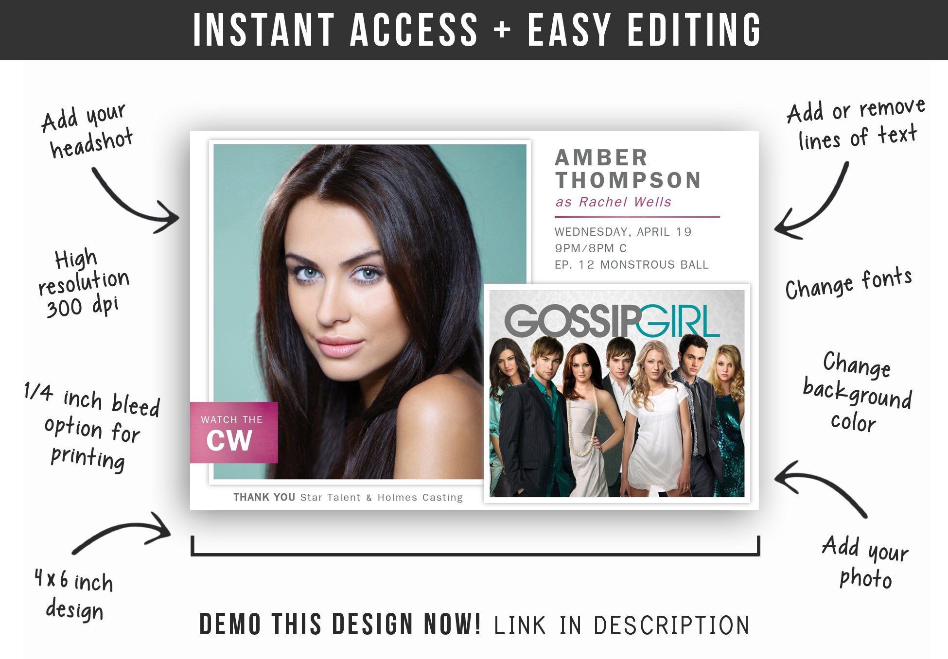 La postal del actor Actor Postcard 4x6 Postal para Actores En lo que se ...