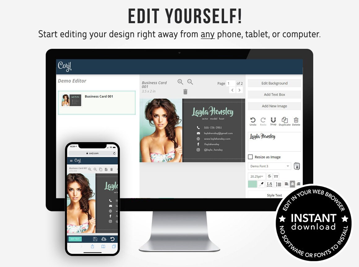 Actor Business Card | Photo Business Card | Actor's Calling Card ...